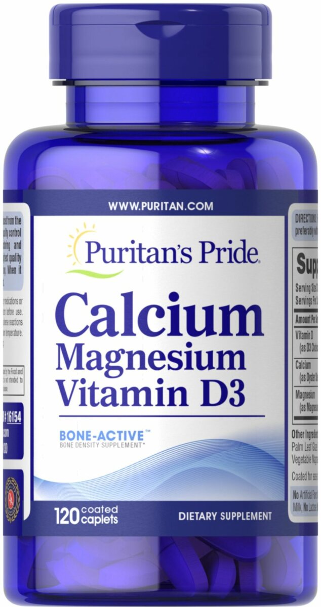 Puritans Pride Calcium Magnesium Vitamin D3 - 120 Filmtabletten, 23,90