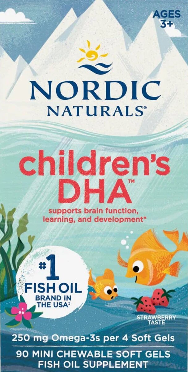Nordic Naturals Children’s DHA 250mg Omega-3 Strawberry_90Mini-Softge ...